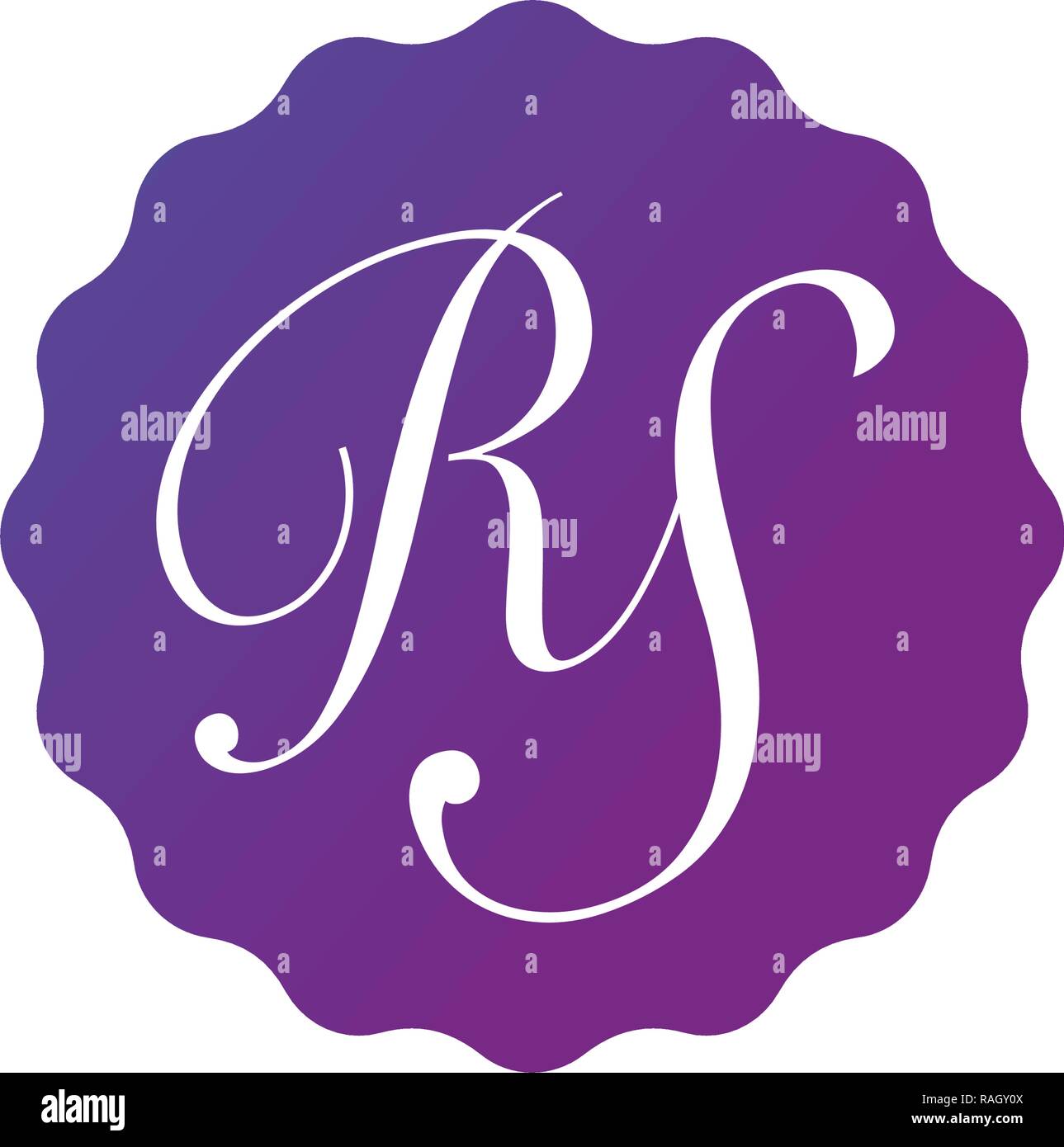 Initial letter RS in the purple gradient badge, vector illustration ...