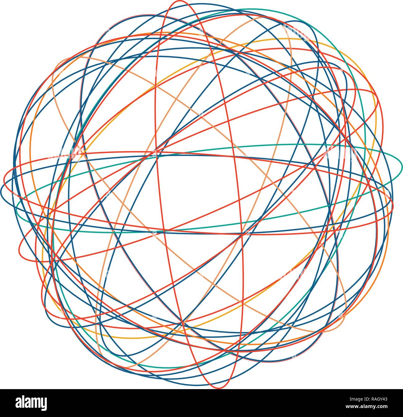 Tangled circle clew, Colored intricate texture. Chaotic colorful ...