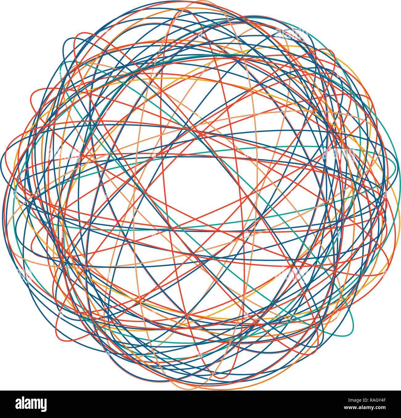 Tangled circle clew, Colored intricate texture. Chaotic colorful ...