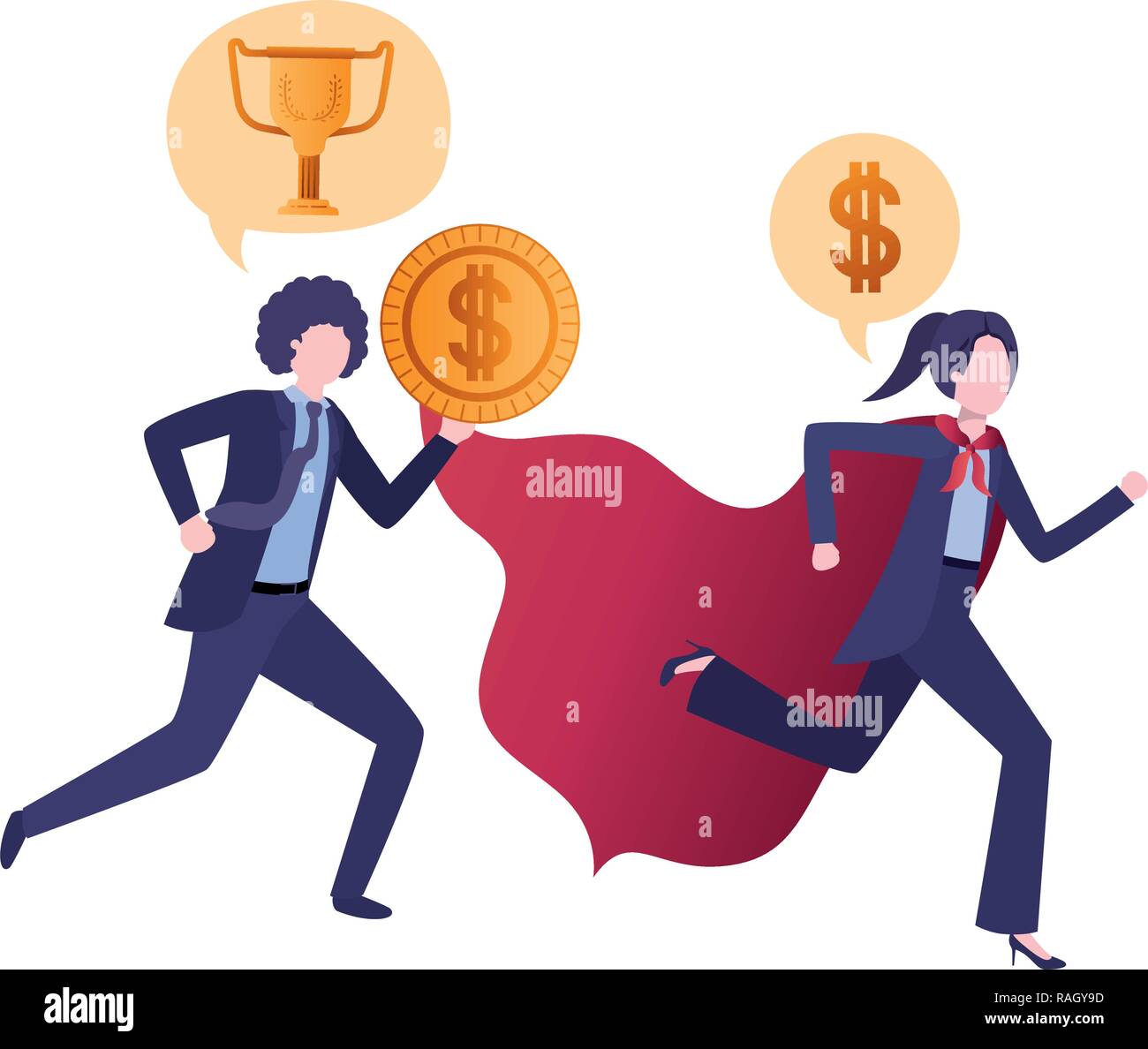 business couple with hero cape and speech bubble Stock Vector Image ...