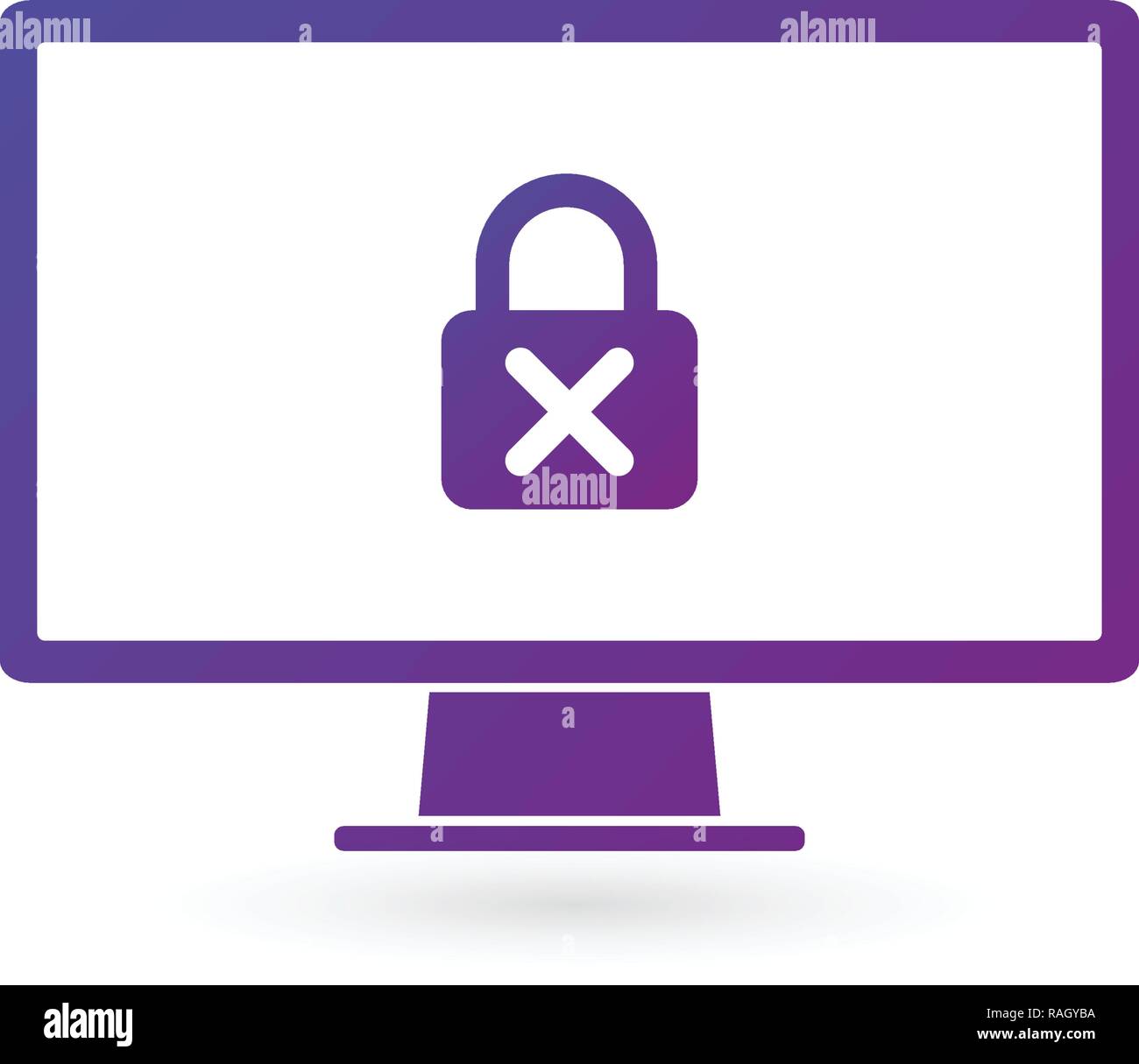 Security Computer Lock with cross Icon, password protected data concept ...