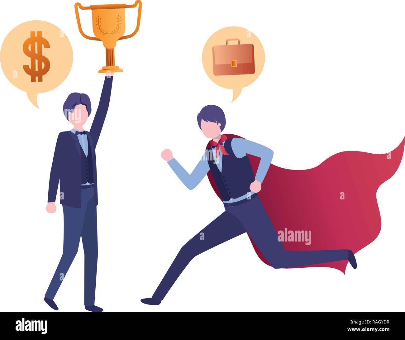 business couple with hero cape and speech bubble Stock Vector Image ...