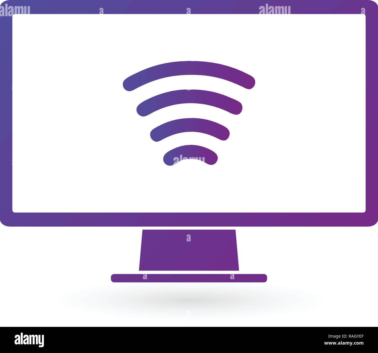 computer monitor with wifi signal, vector illustration isolated on ...