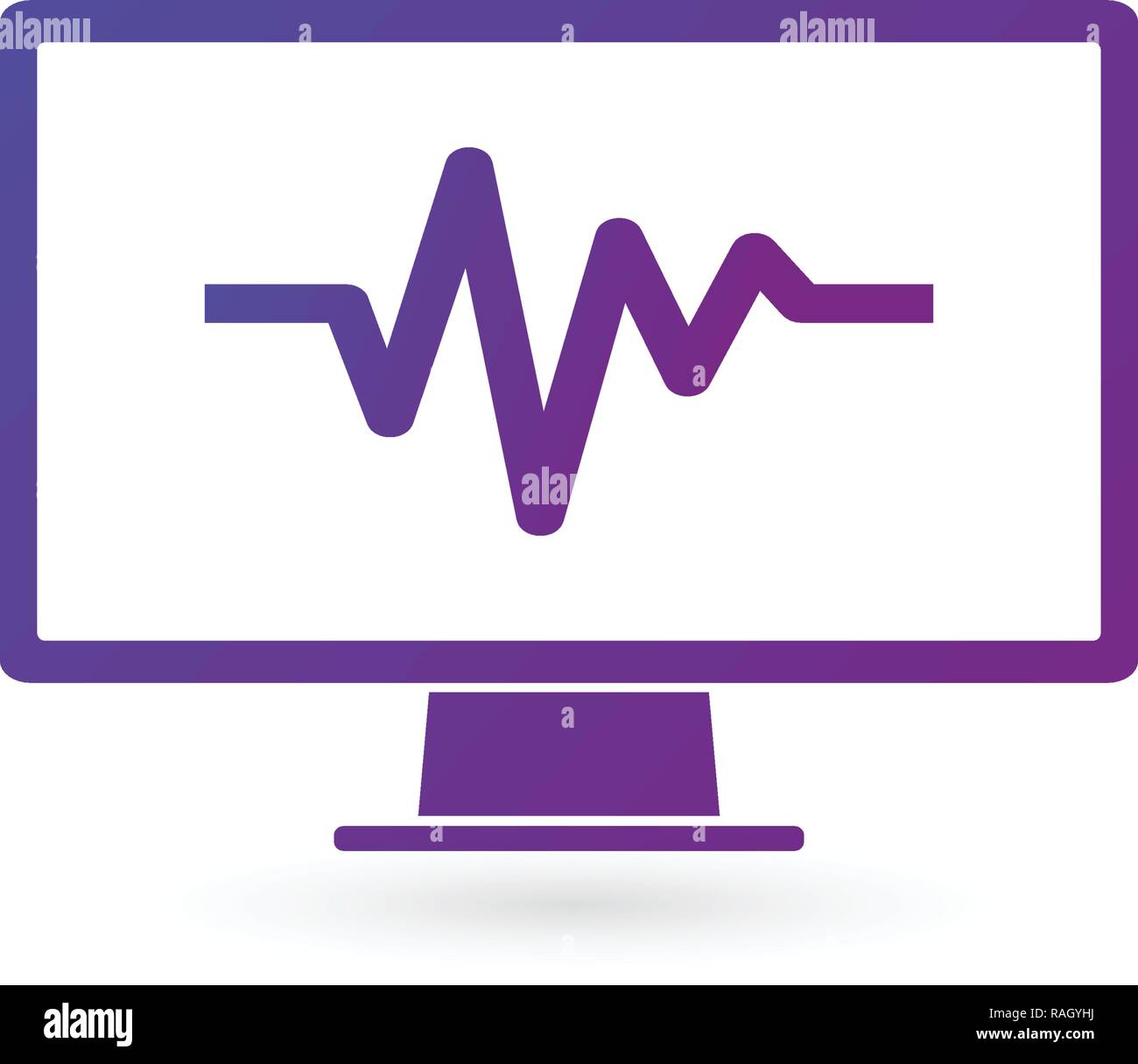 Pulse monitoring icon on white background. Analizing computer ... Pulse monitoring icon on white background. Analizing computer ...