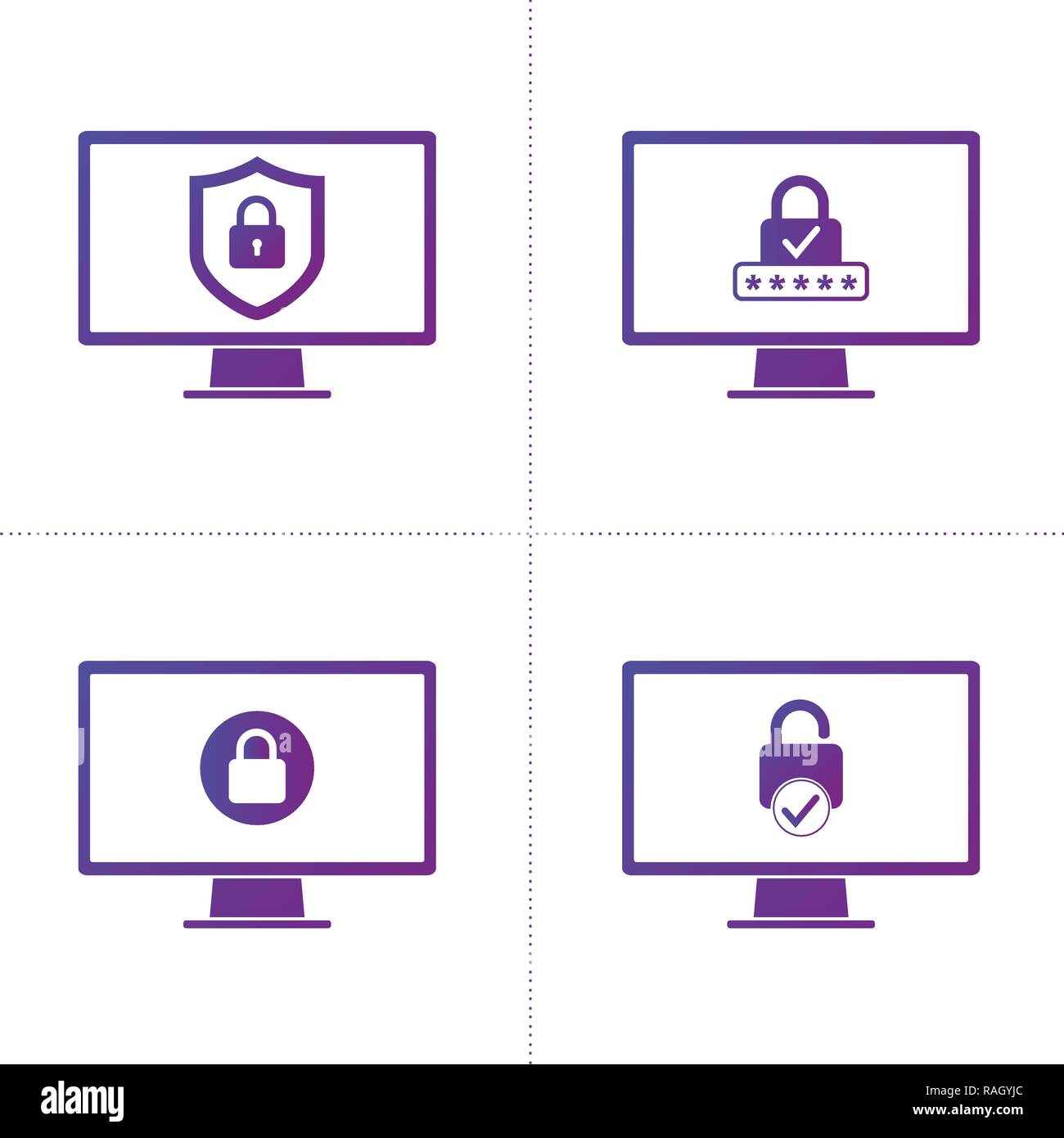 Set of Computer security protection business information data with ...
