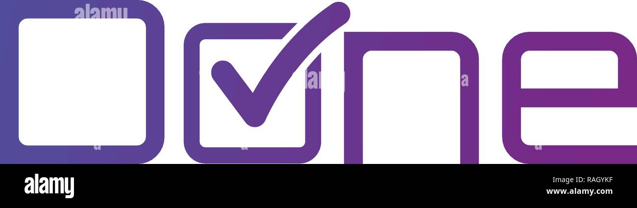 Flat vector icon concept of done word with check mark on white ...