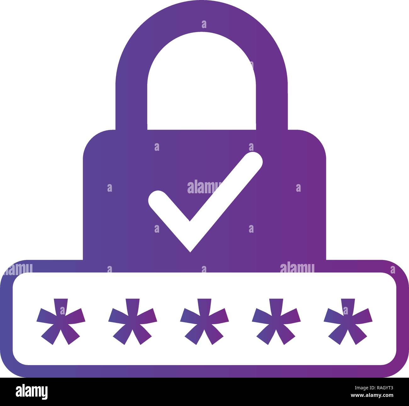 Pin code and lock. Simple icon with checkmark. Password protected ...