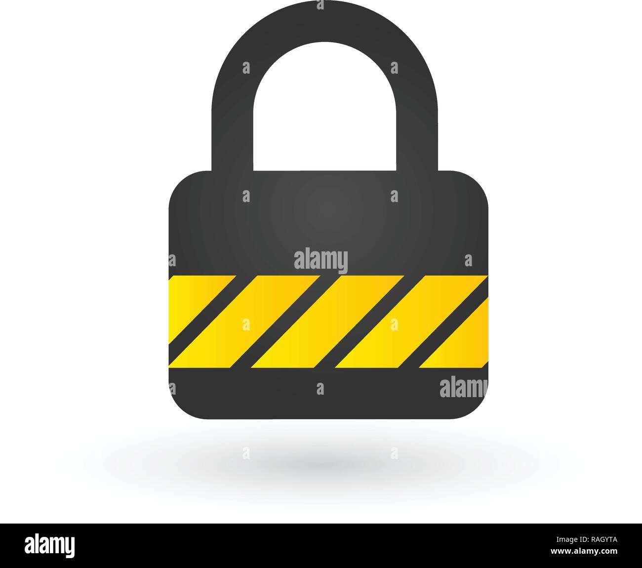 Lock With Yellow Striped Line Vector Illustration in Flat Style Design ...