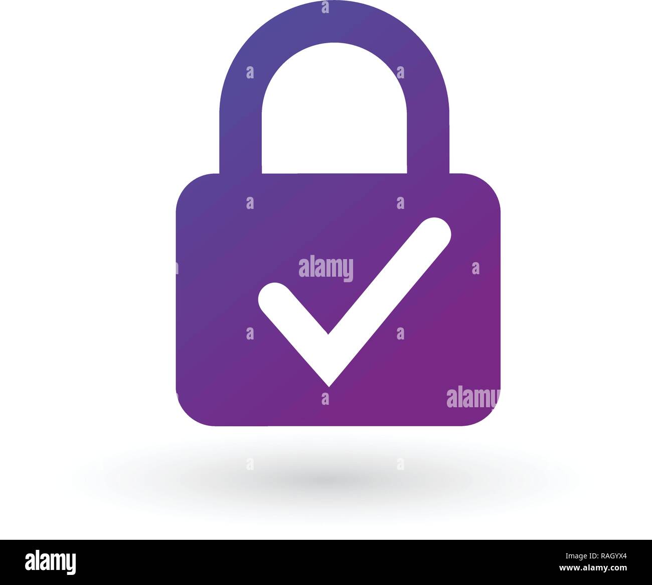 Lock and check mark icon isolated on white background. Security check ...