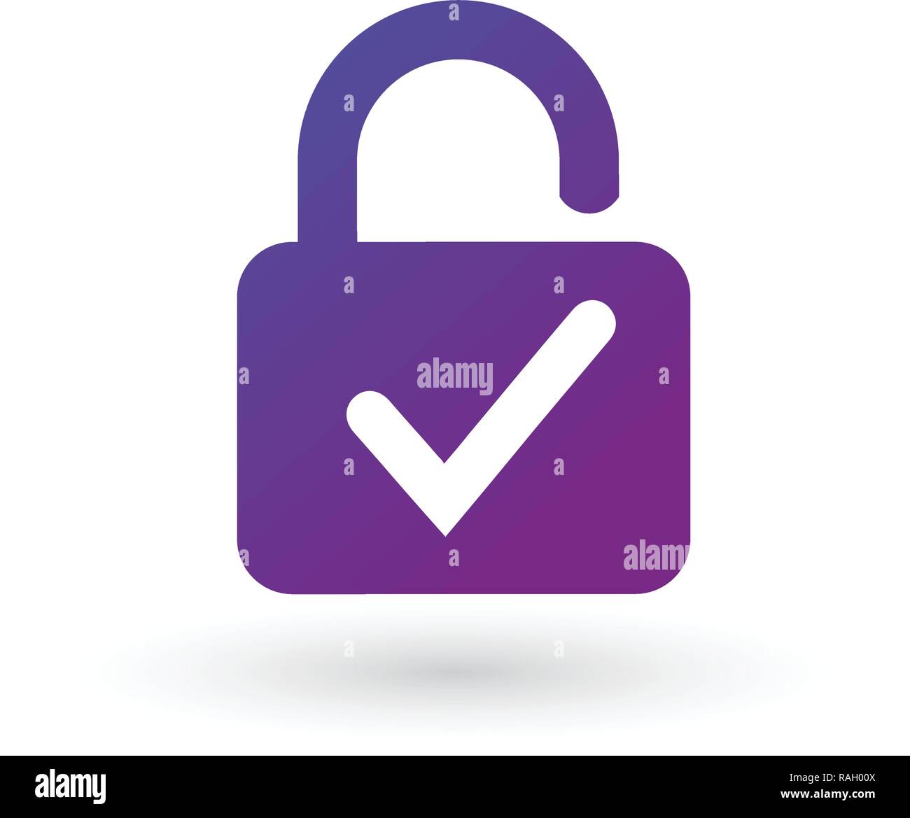 Lock and check mark icon isolated on white background. Security check ...