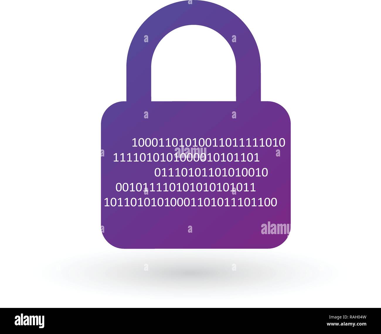 Cyber Security Concept, Closed Padlock with binary digital code. vector ...