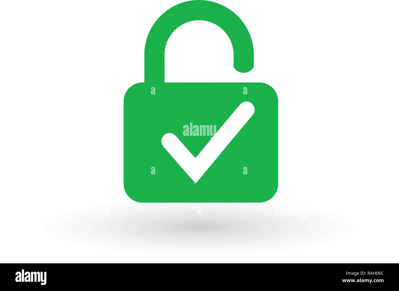 Lock and check mark icon isolated on white background. Security check ...