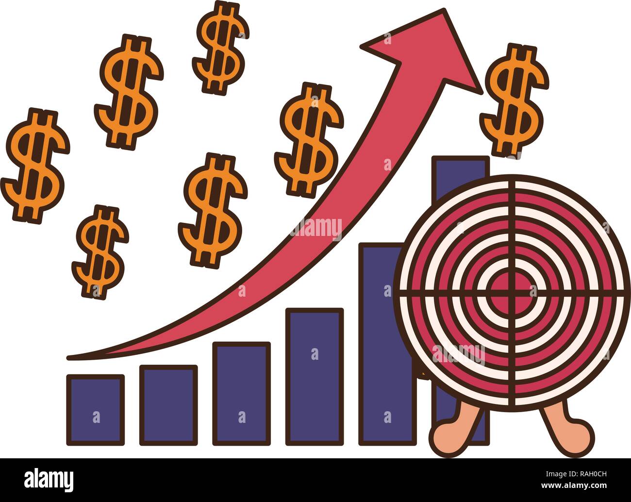 bar chart with target shooting isolated icon Stock Vector Image & Art ...