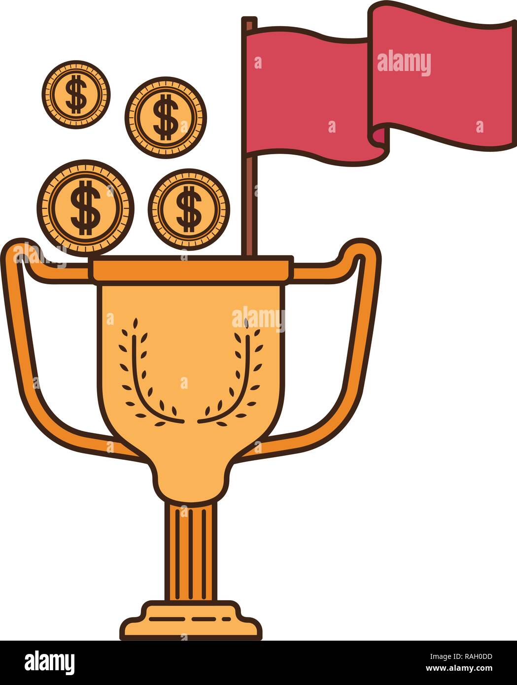 trophy with flag and coins isolated icon Stock Vector Image & Art - Alamy