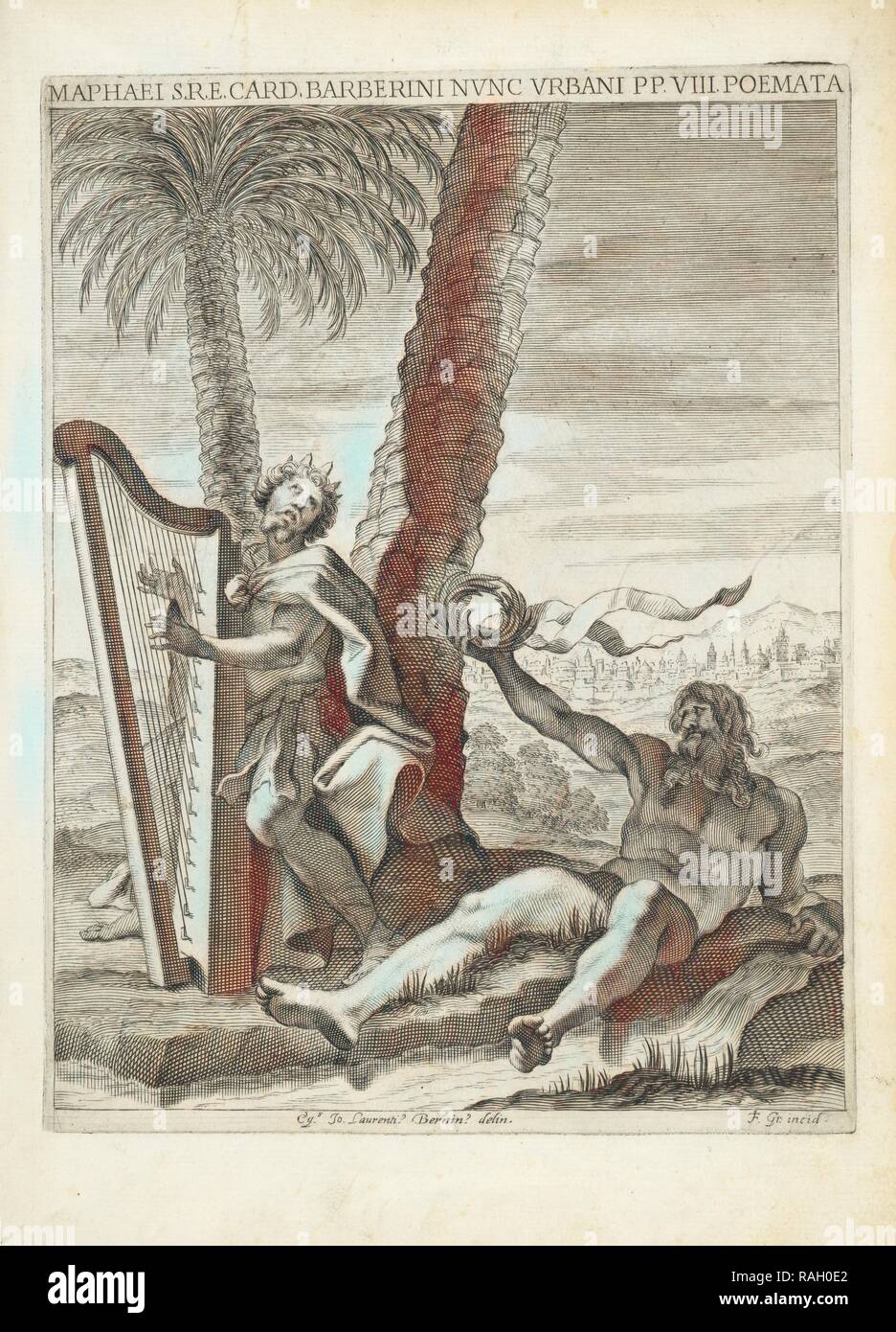 King David with his harp, together with a river god, Maphaei s.r.e ...