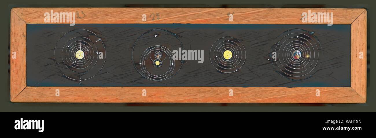 Lantern slide depicting four planets, Astronomical lantern slides, Hand ...