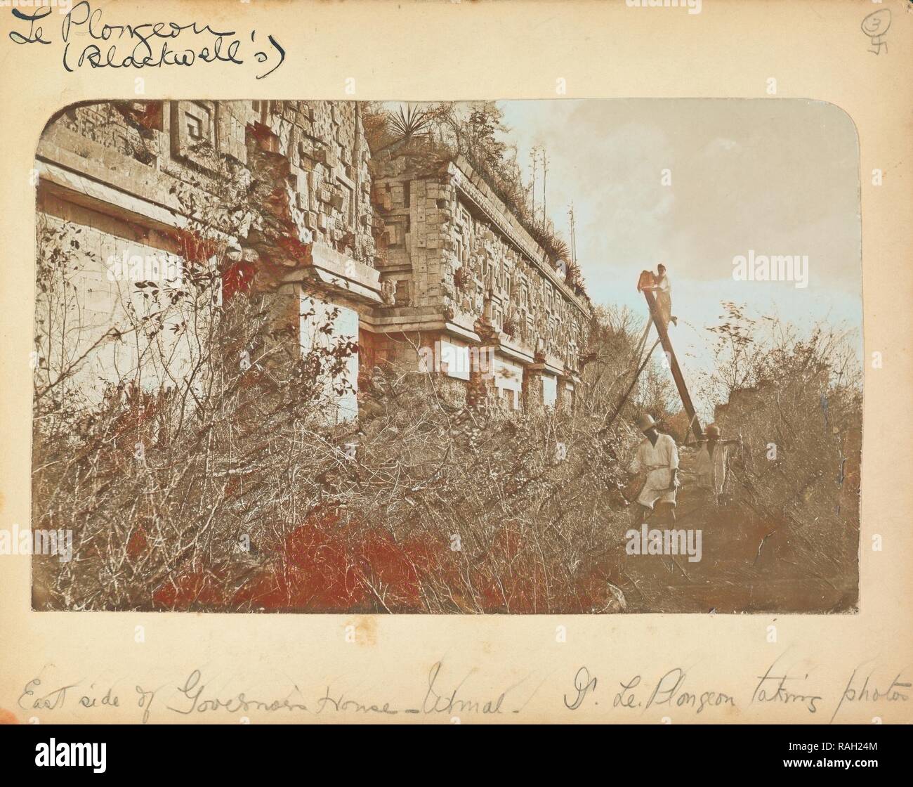 Augustus Le Plongeon photographing the east facade of the Governor's ...