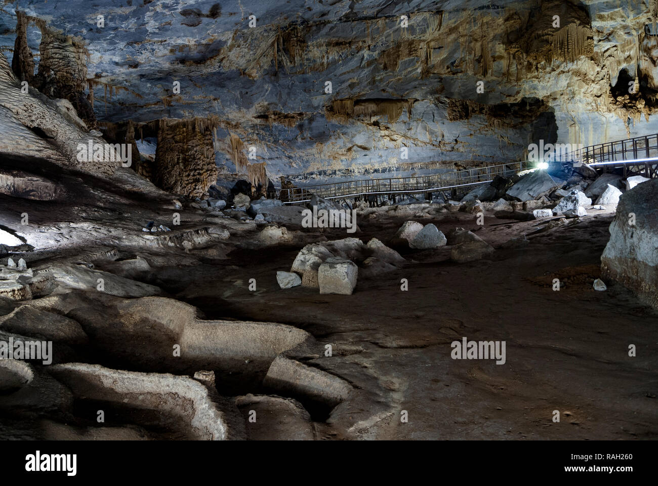 Cave and lights Stock Photo - Alamy