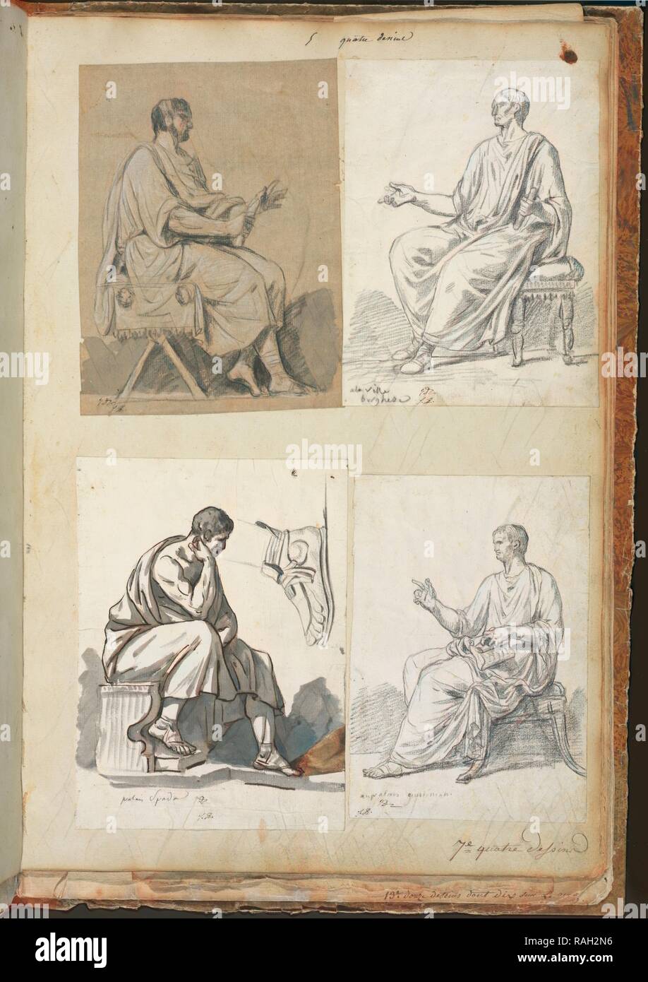 Seated male figures after ancient Roman sculptures, Drawings of ...