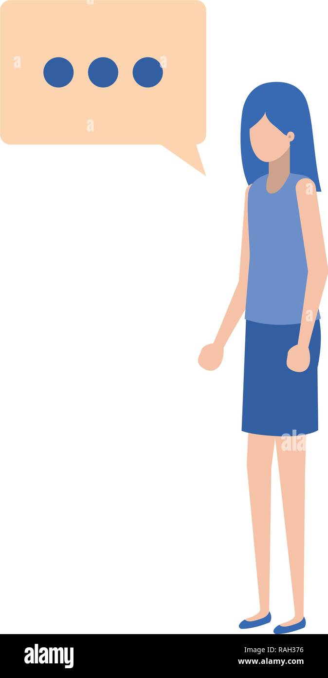 young woman with speech bubble avatar character Stock Vector Image ...