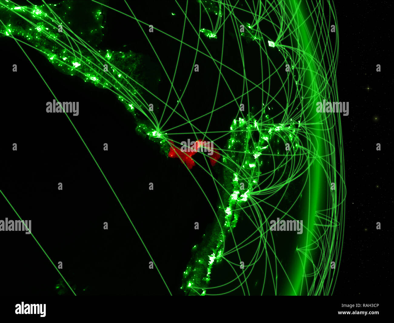 Panama on green planet Earth with network. Concept of connectivity ...