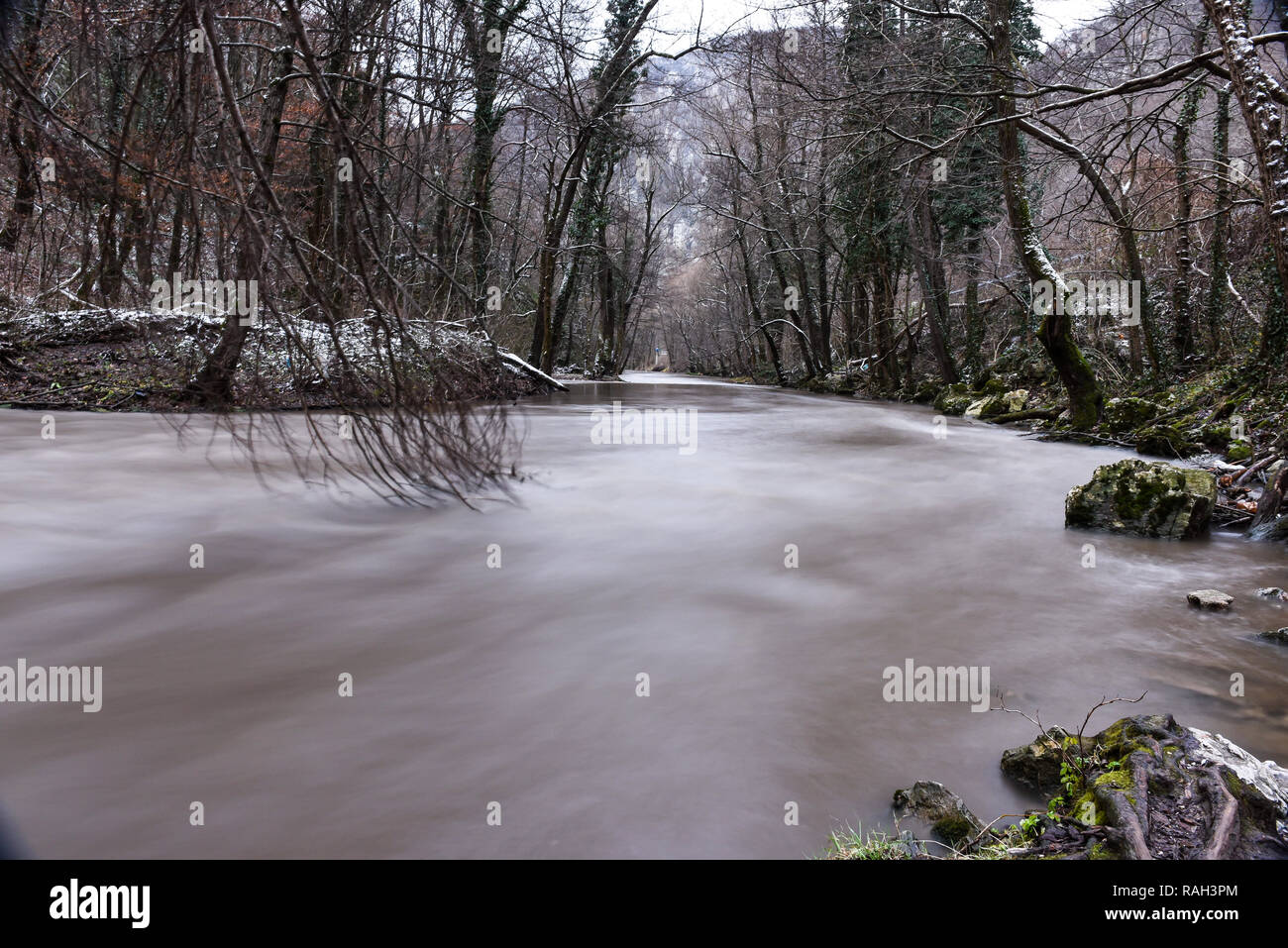 Moving chocolate water Mlava Serbia Stock Photo - Alamy