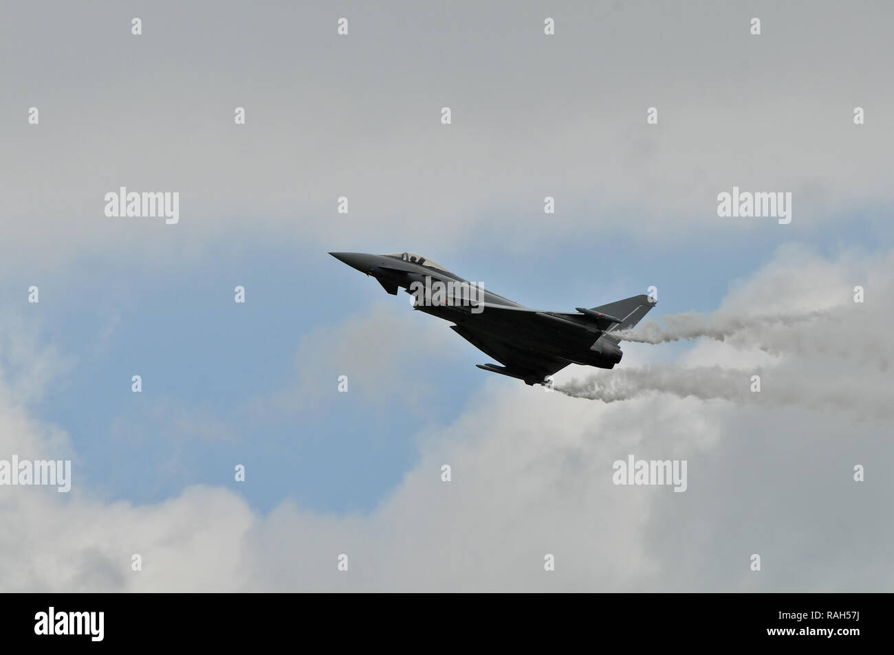 Eurofighter Typhoon on training flight above military airbase in ...
