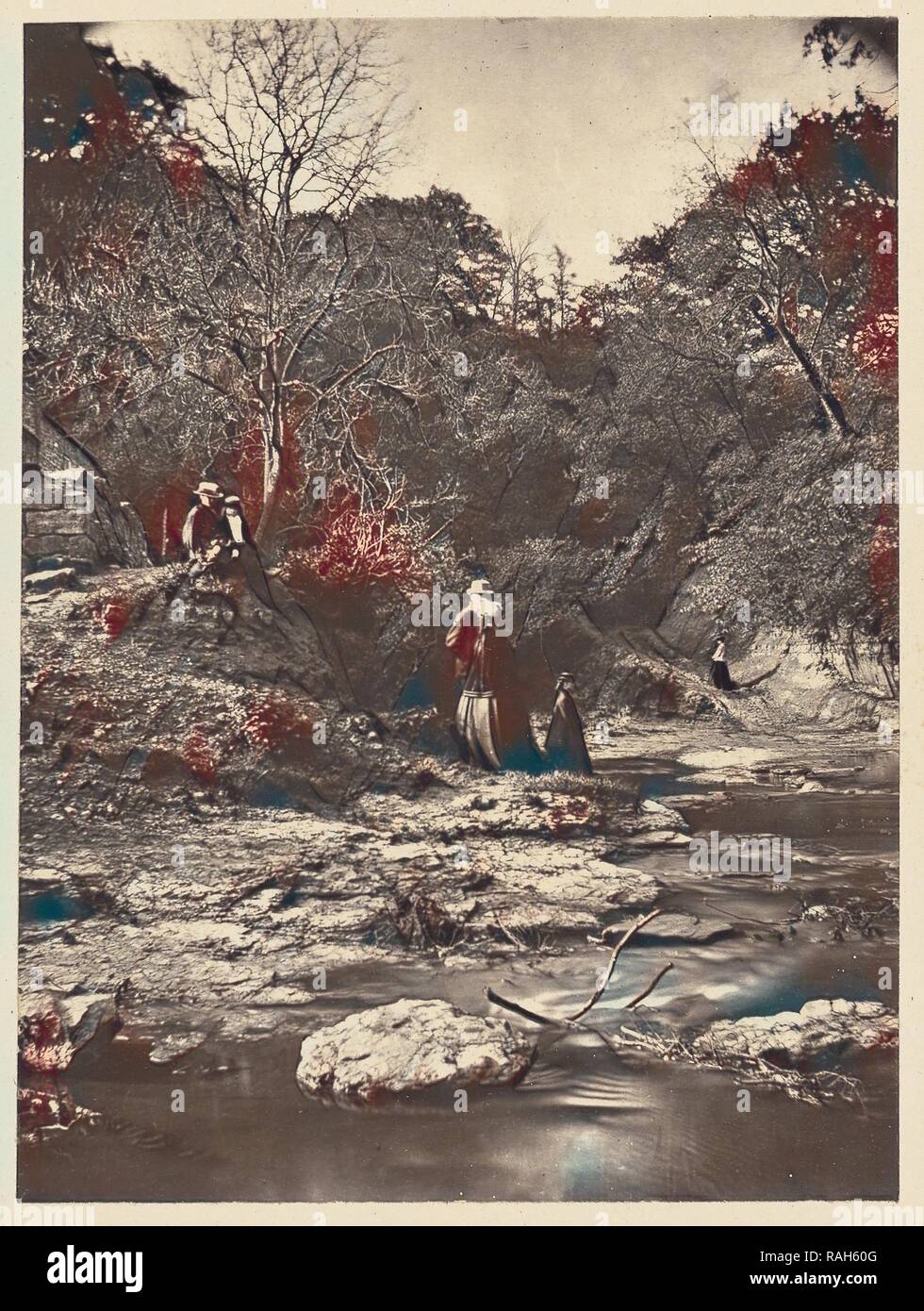 Couple and child by stream, Arthur Brown (British, active 1850s ...