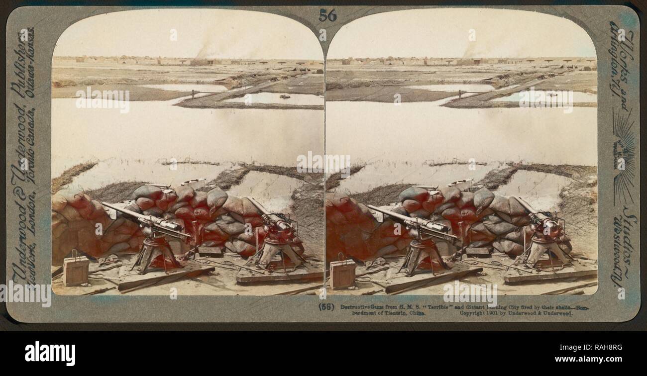 Destructive guns from H.M.S. 'Terrible' and distant burning city fired ...
