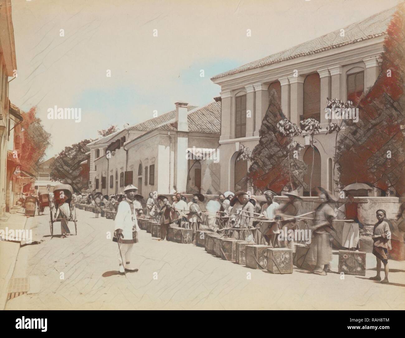 Carrying half-chests of tea, Hankou, Views and scenes of China, Albumen ...