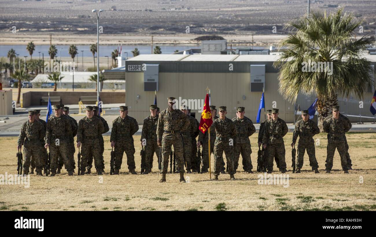 Weapons Company for 2nd Battalion, 7th Marine Regiment, stands in ...