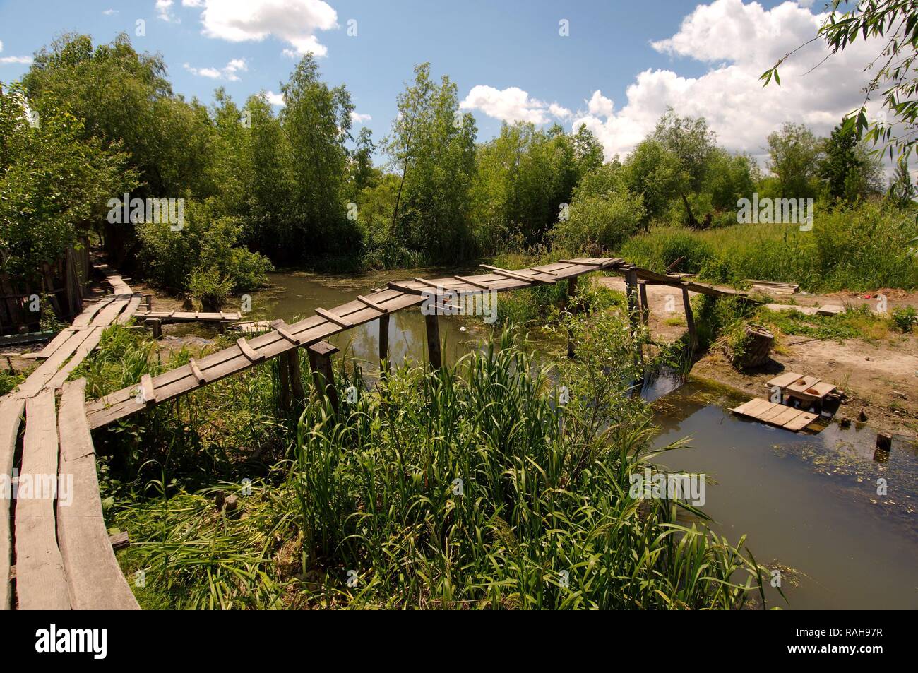 Canal in Vilkovo or Vylkove, also known as "Ukrainian Venice", Ukraine ...