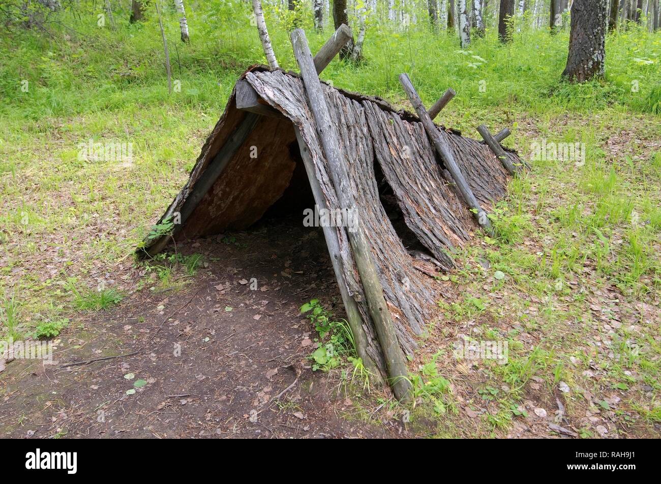 Simple tent, Evenki settlement, Irkutsk region, Baikal, Siberia ...