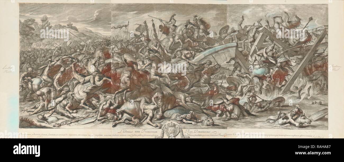 Battle at the Milvian Bridge, Audran, Gérard, 1640-1703, after Le Brun ...