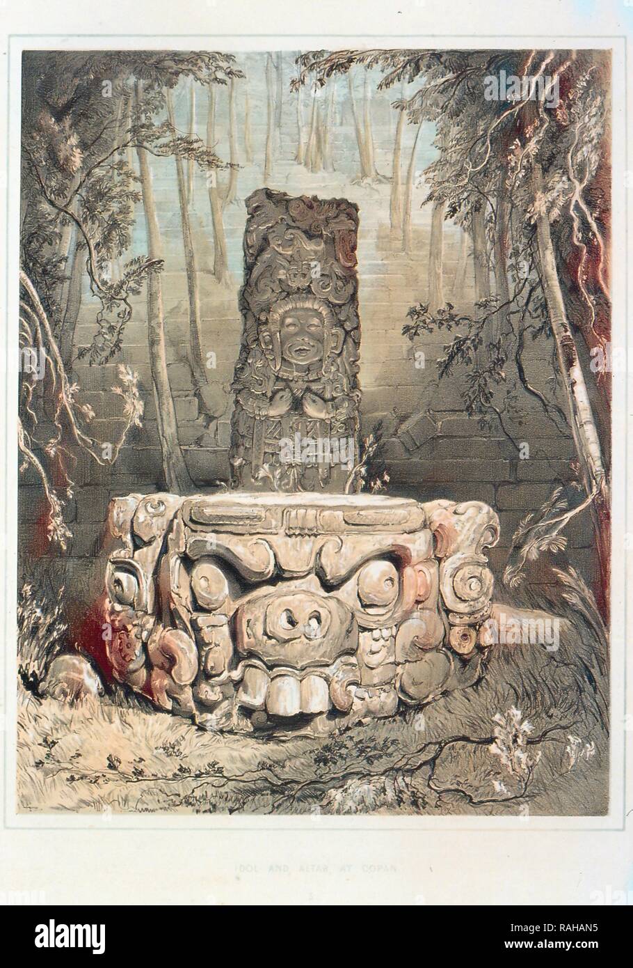 Idol and altar at Copan, Views of ancient monuments in Central America ...