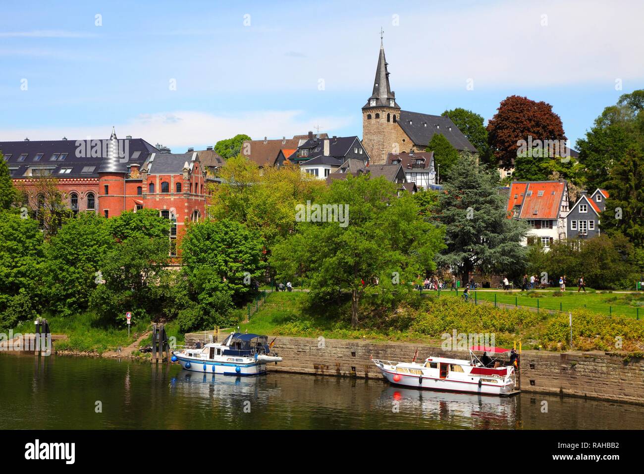 Essen-Kettwig, historic town centre on the banks of the Ruhr River with ...