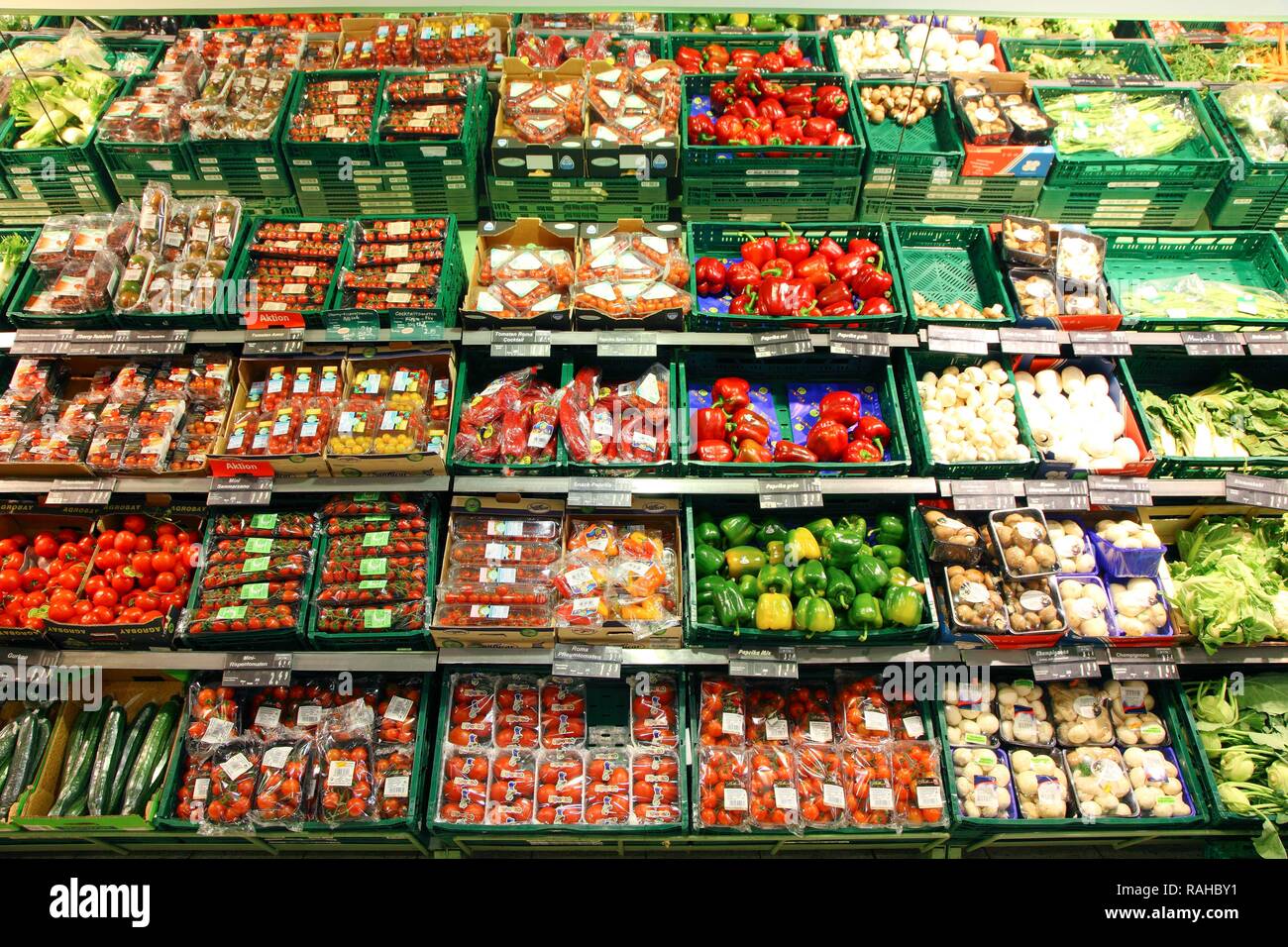 Vegetable counter, self-service, food department, supermarket Stock ...