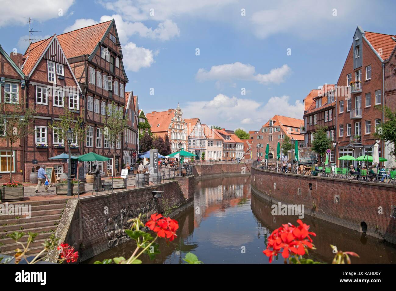 Gabled houses, old harbour of Stade, Lower Saxony, PublicGround Stock ...