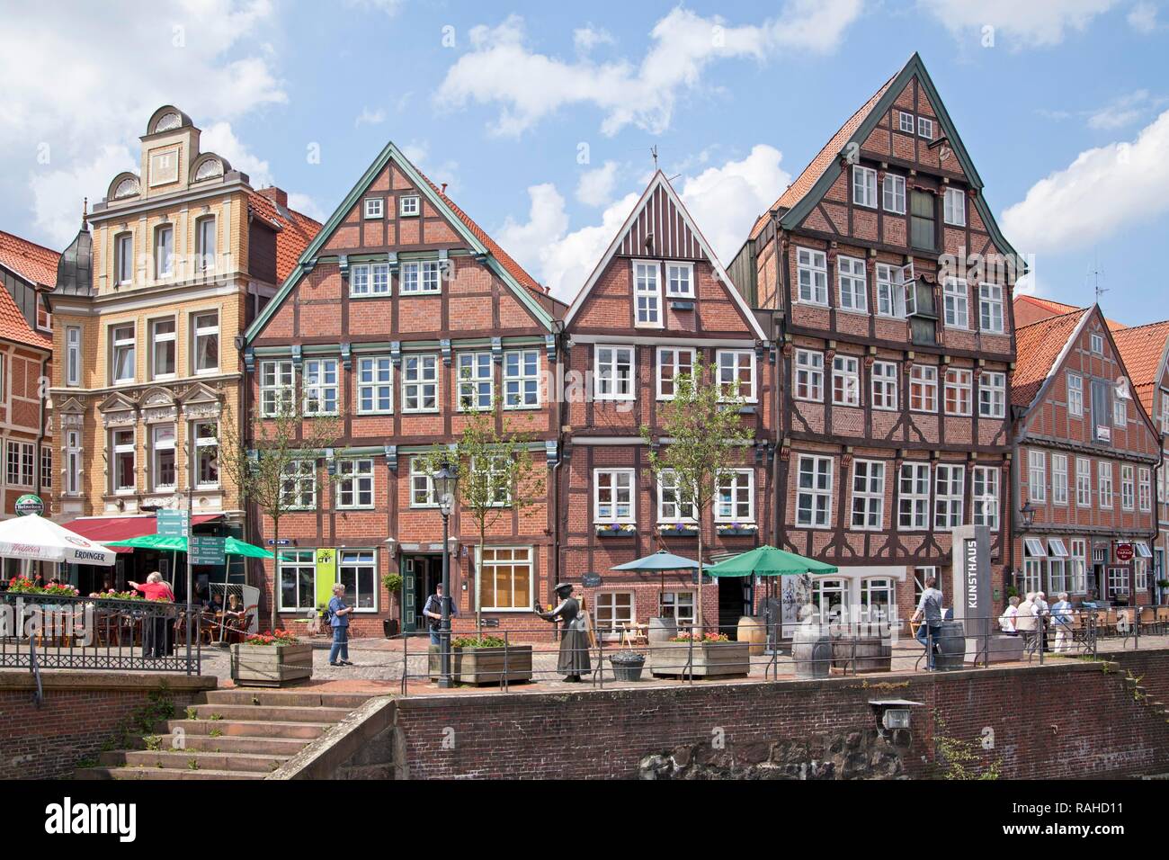 Gabled houses, old harbour of Stade, Lower Saxony, PublicGround Stock ...