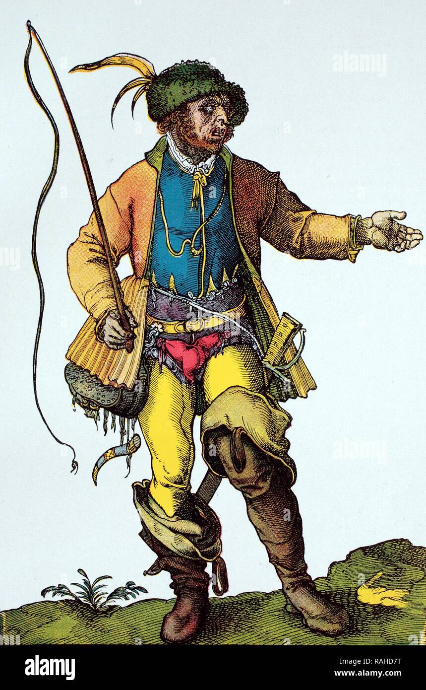 Waggoner's costume, costume book by Weigel, 16th Century Stock Photo ...