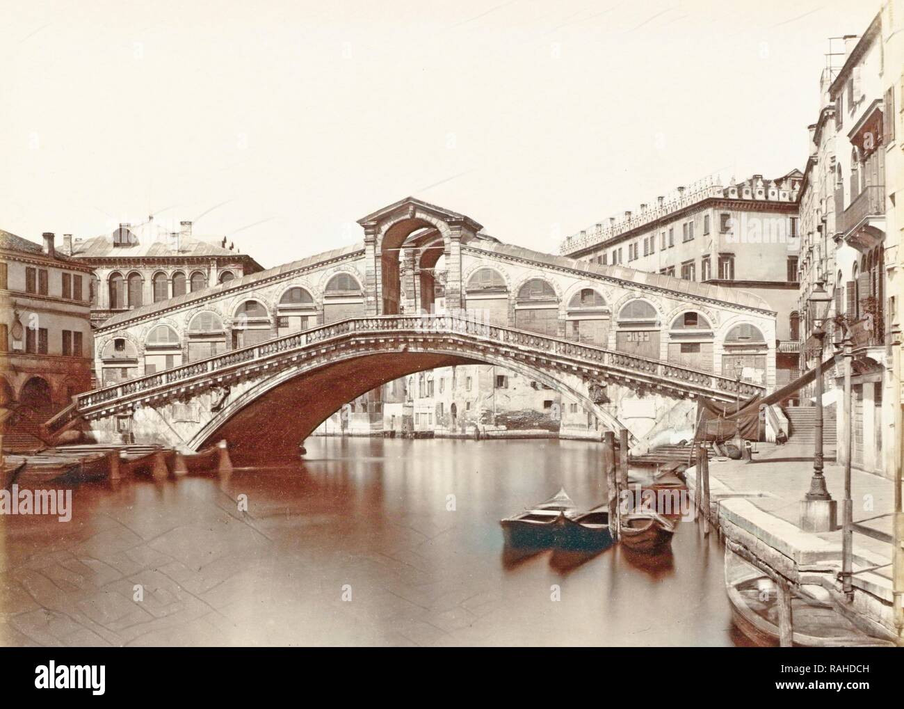 Rialto Bridge on the Grand Canal in Venice, Italy, Carlo Ponti, 1860 ...