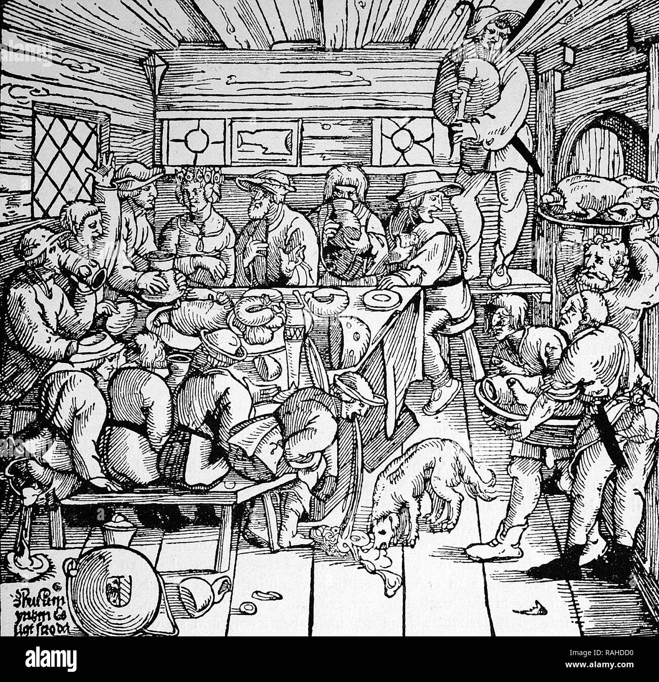 Peasant wedding, German woodcut, about 1770 Stock Photo - Alamy