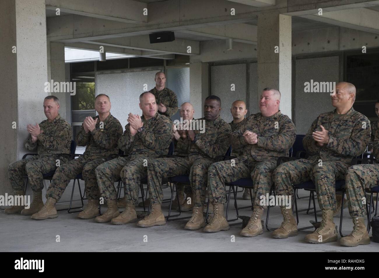 U.S. Marines and official guests attend the Commanding General’s ...