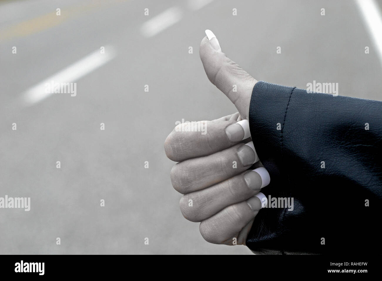 Woman hitching a ride hi-res stock photography and images - Alamy