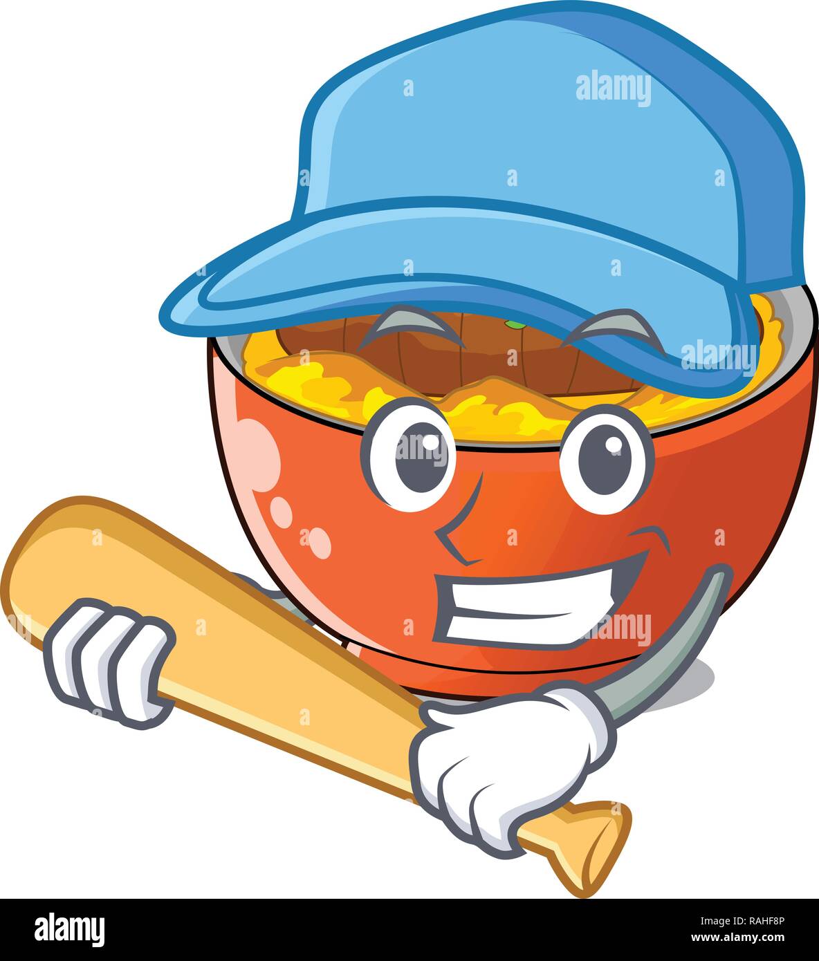 Playing baseball katsudon cartoon is ready to eaten Stock Vector Image ...