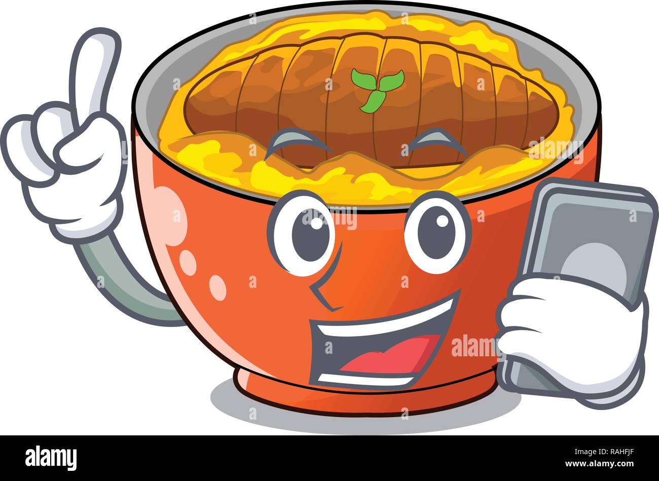 With phone katsudon cartoon is ready to eaten Stock Vector Image & Art ...