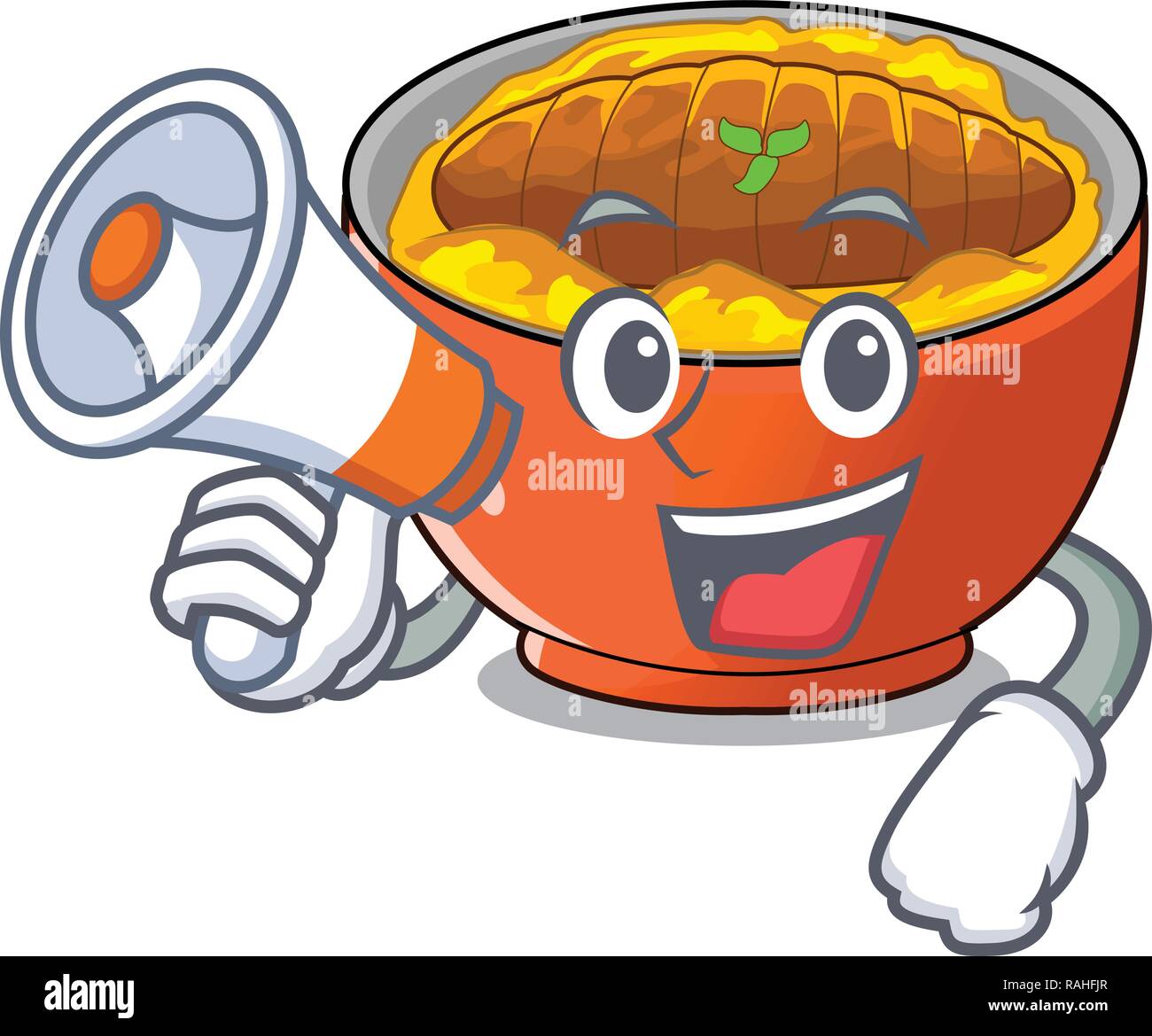 With megaphone katsudon cartoon is ready to eaten Stock Vector Image ...