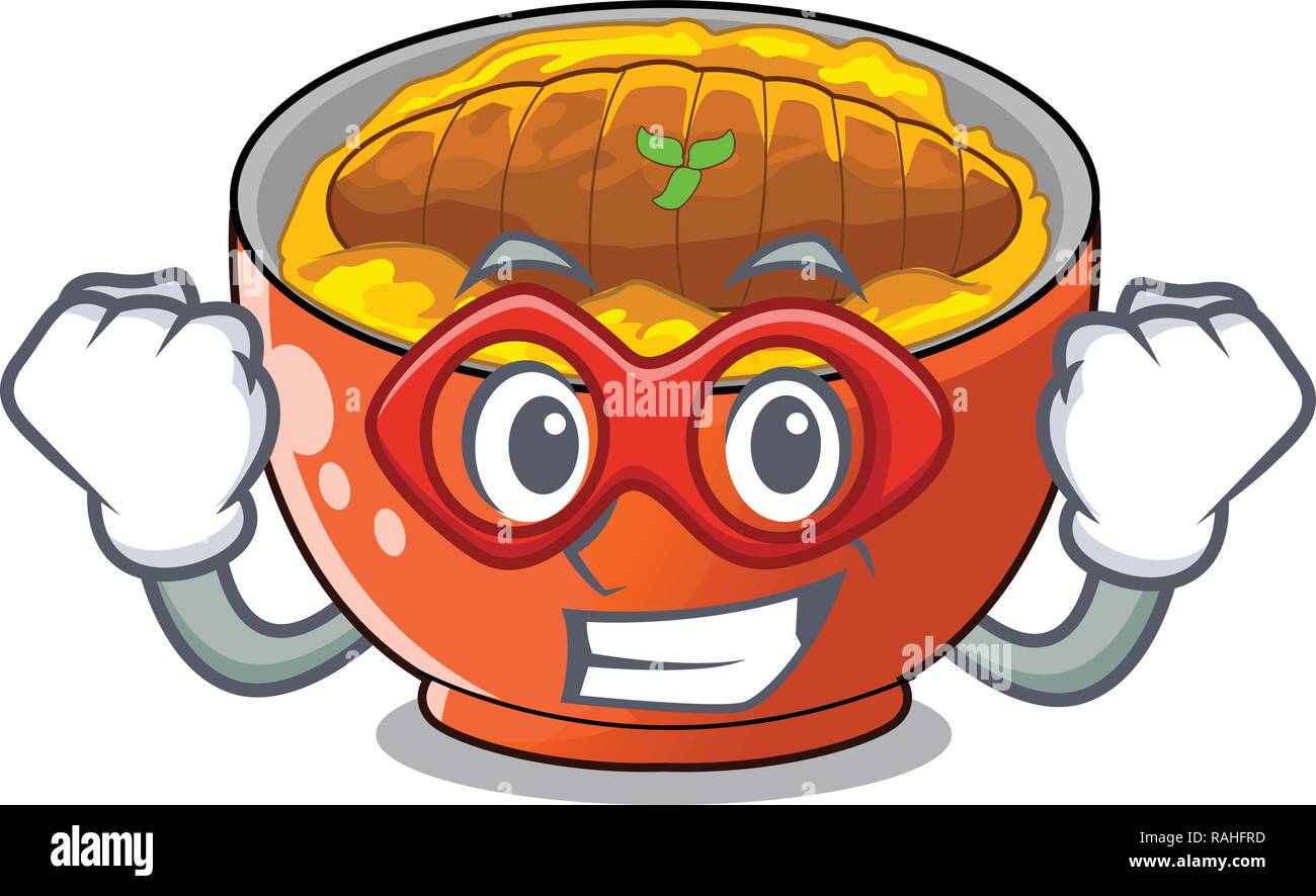 Super hero katsudon sauce in the character bowl Stock Vector Image ...
