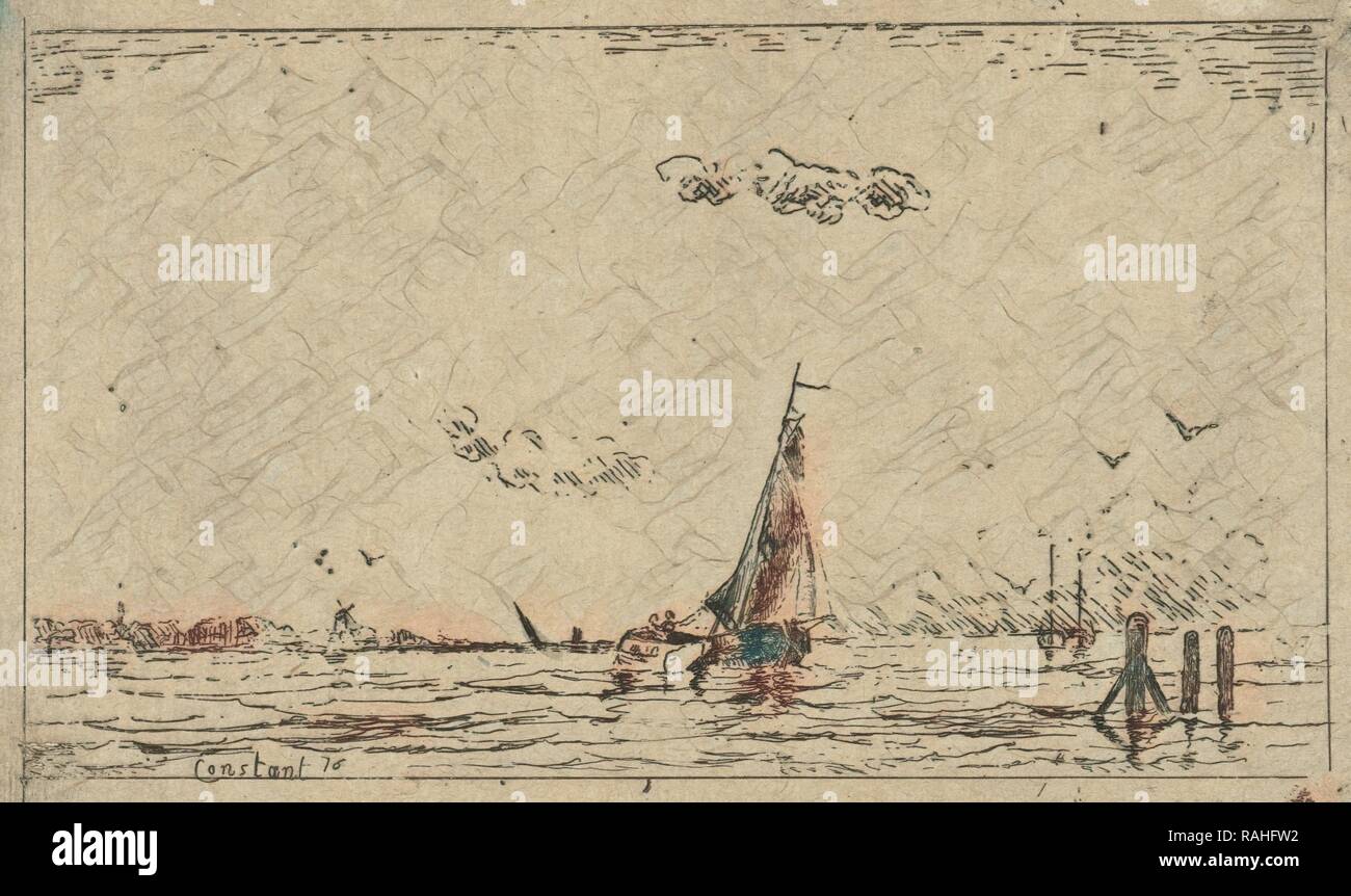 River view with sailing ship, Jan Daniël Cornelis Carel Willem baron de ...