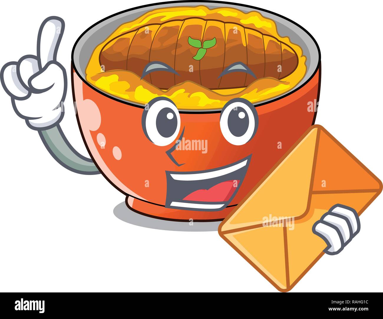 With envelope katsudon sauce in the character bowl Stock Vector Image ...
